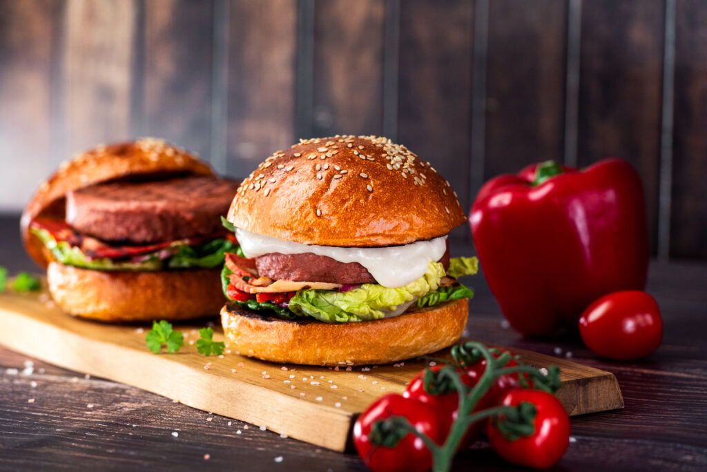 Verdino Burger with Roasted Peppers and Feta Sauce - Verdino Green ...