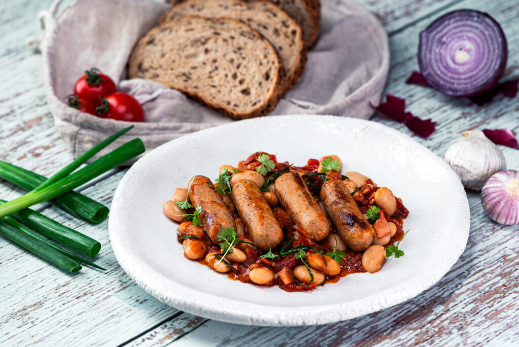 Beans with Verdino Plant-Based Sausages - Verdino Green Foods – Plant ...